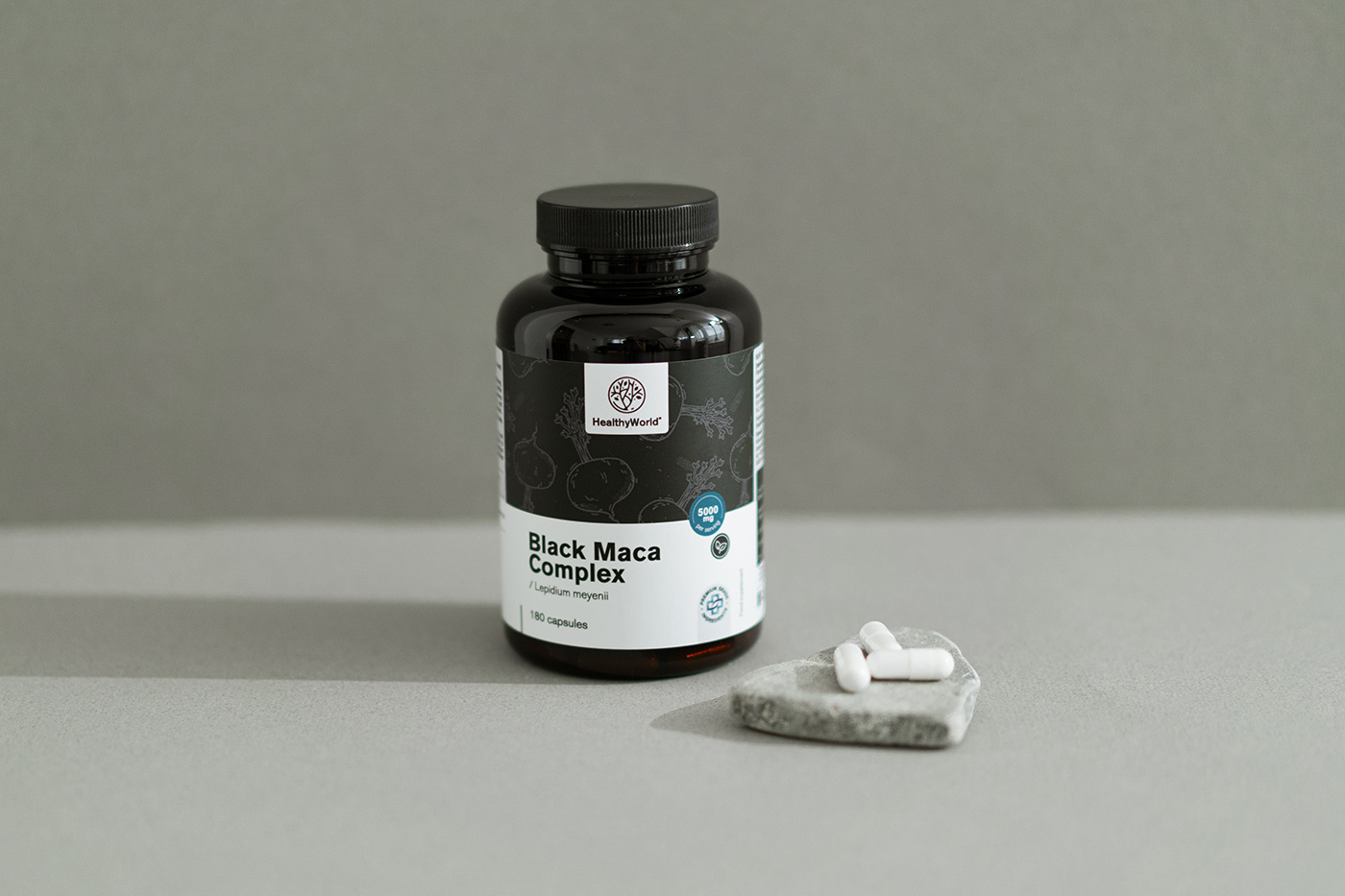 Schwarze Maca Komplex 5000 mg, 180 Kapseln - HealthyWorldShop.de